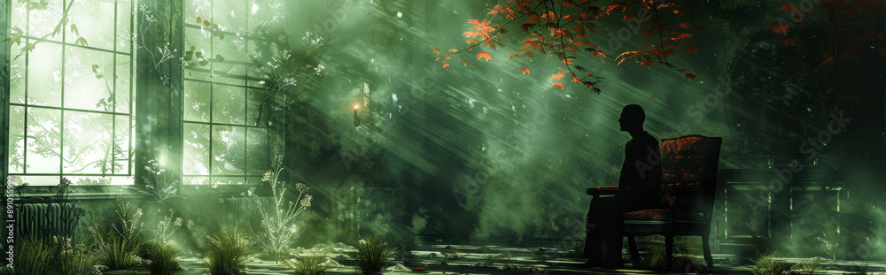 faint, ghost-like images within a vibrant scene, symbolizing the ...