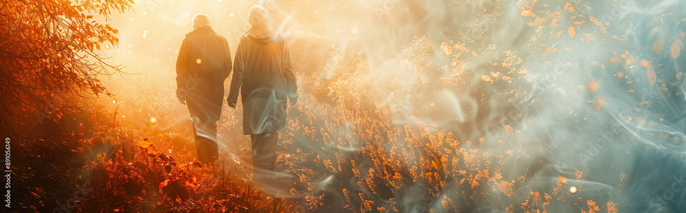 faint, ghost-like images within a vibrant scene, symbolizing the ...