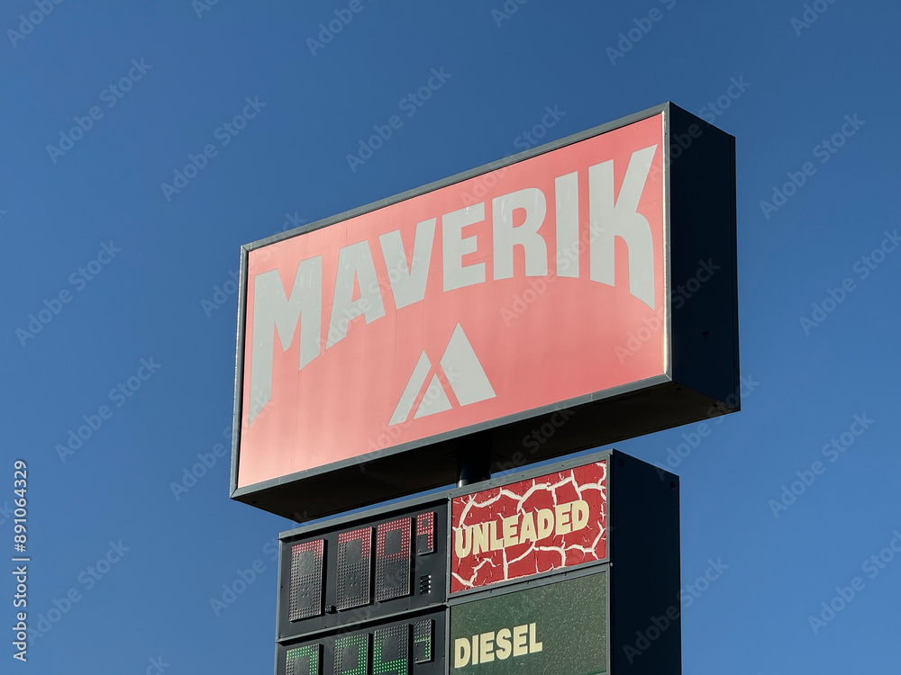 Fillmore,California,USA-June 12th 2024: Maverik gas station brand logo ...