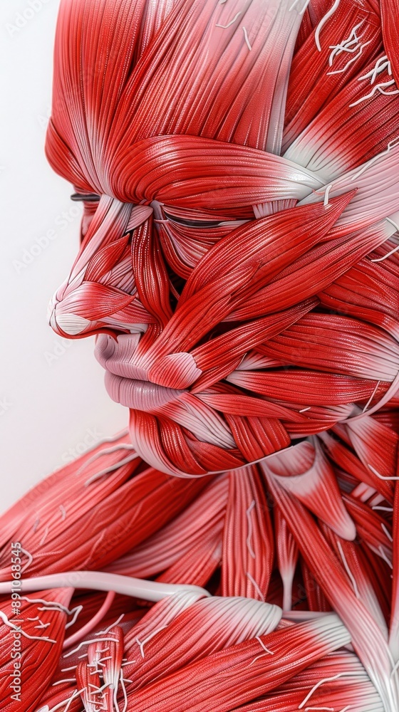 Detailed anatomical illustration of human muscle, highlighting the ...