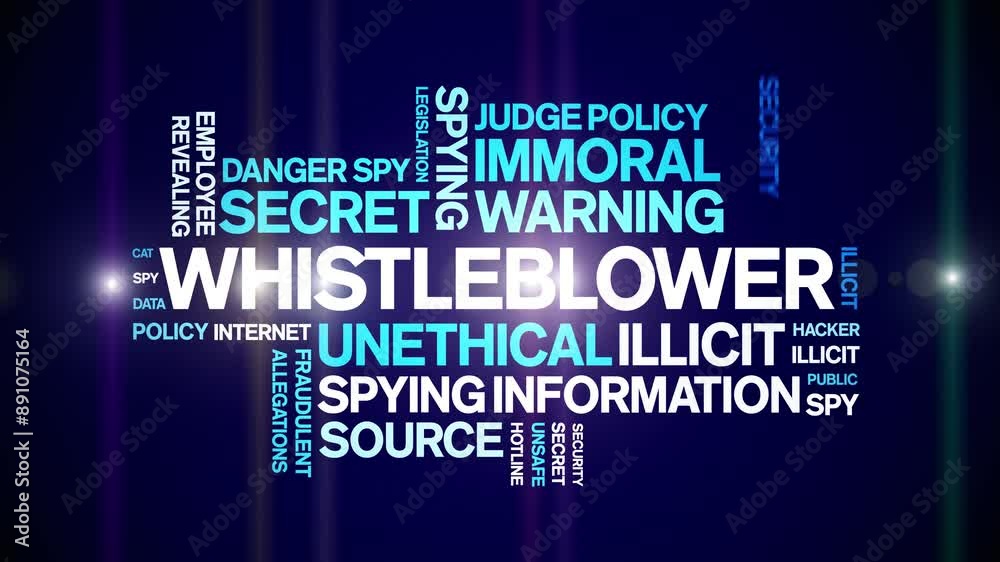 Whistleblower animated word cloud;text design animation tag kinetic ...