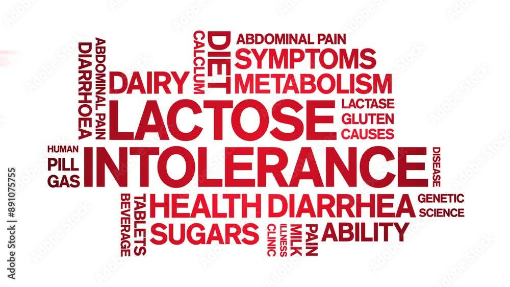 Lactose intolerance animated word cloud;text design animation tag ...