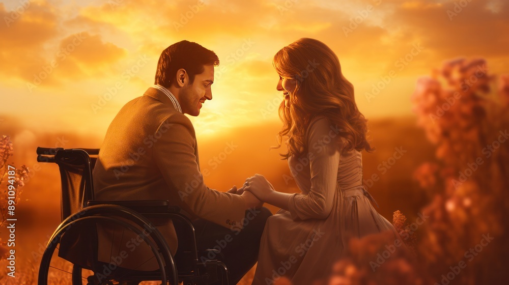 Photograph of a compassionate female doctor gently pushing an elderly ...