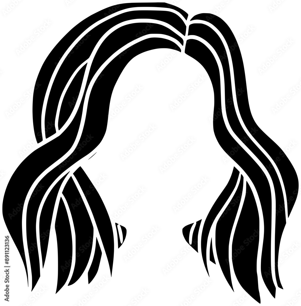 wavy illustration fashion silhouette hairstyle logo hair icon wig ...