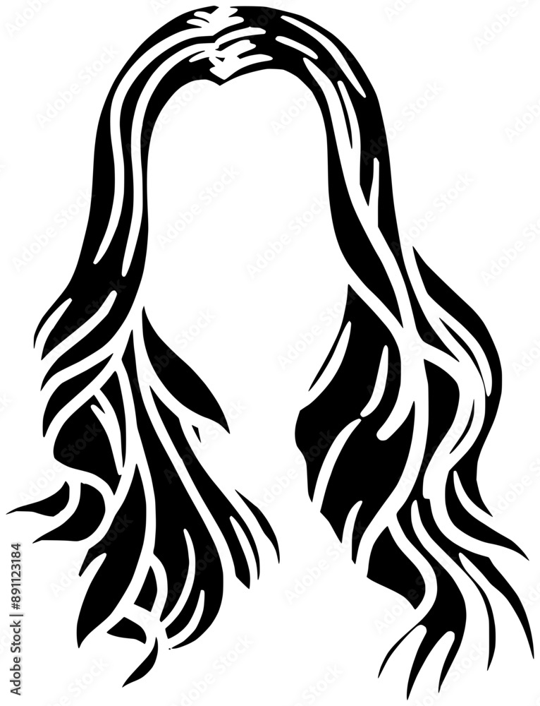 wavy illustration fashion silhouette hairstyle logo hair icon wig ...