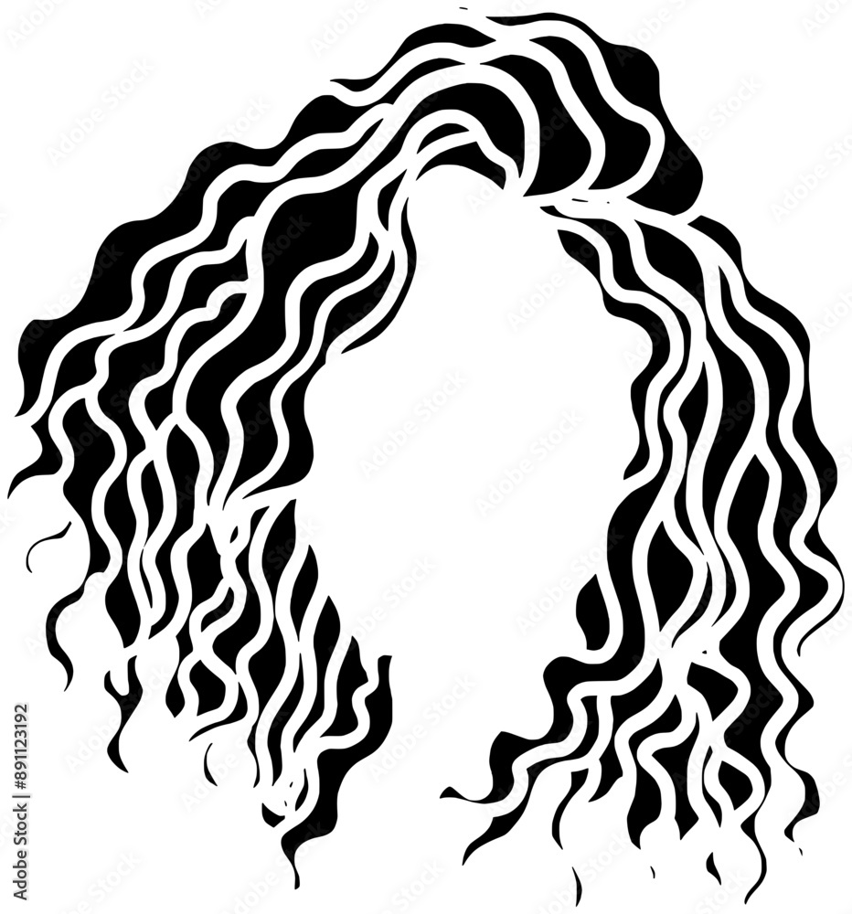 Wavy Illustration Fashion Silhouette Hairstyle Logo Hair Icon Wig