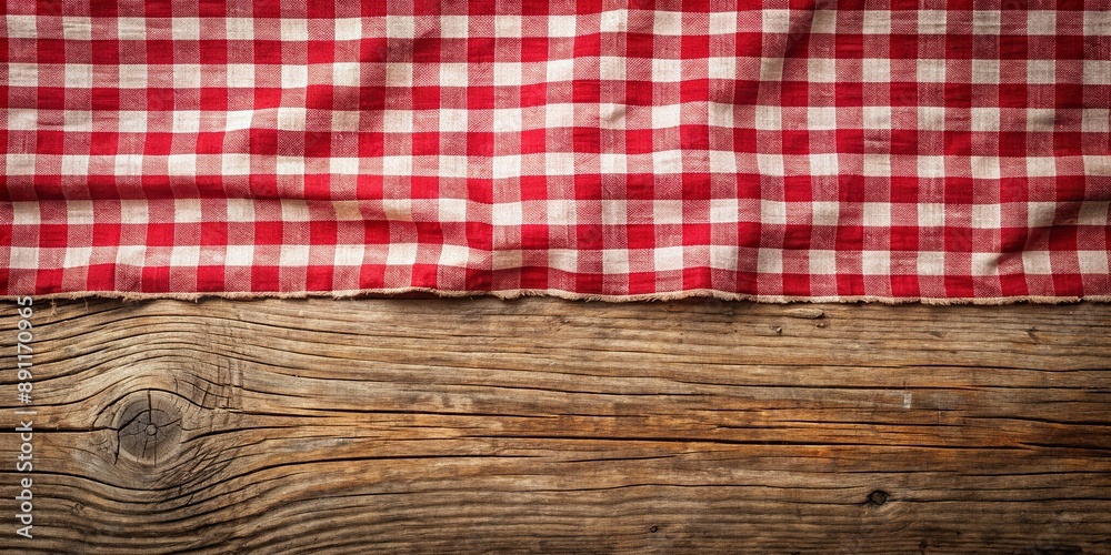 Wrinkled red gingham fabric background for rustic country theme ...