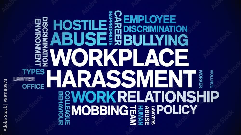 Workplace Harassment animated word cloud;text design animation tag ...
