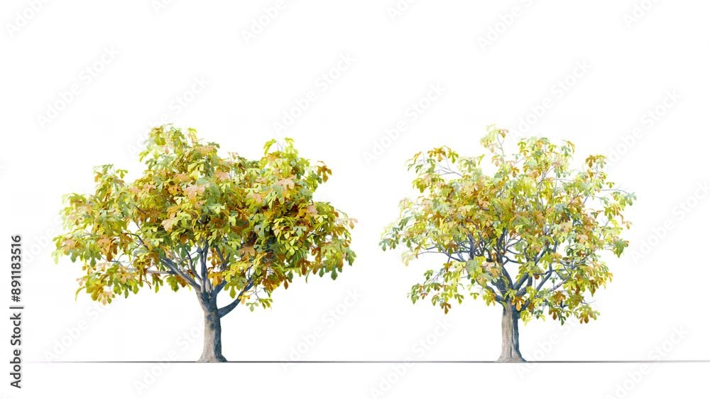 Growing trees on a white background 3D animation growth grow from small ...