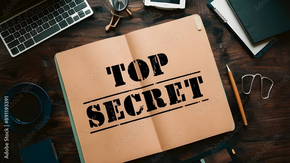Thick folders marked "TOP SECRET" in bold, stamped letters, classified ...