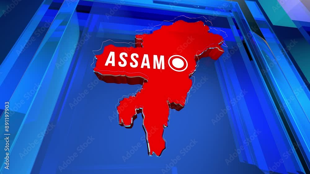 Assam map design with red and blue background animation Stock Video ...