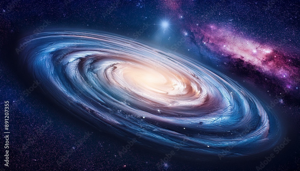 abstract spiral galaxy, blue spiral galaxy, spiral galaxy in space ...