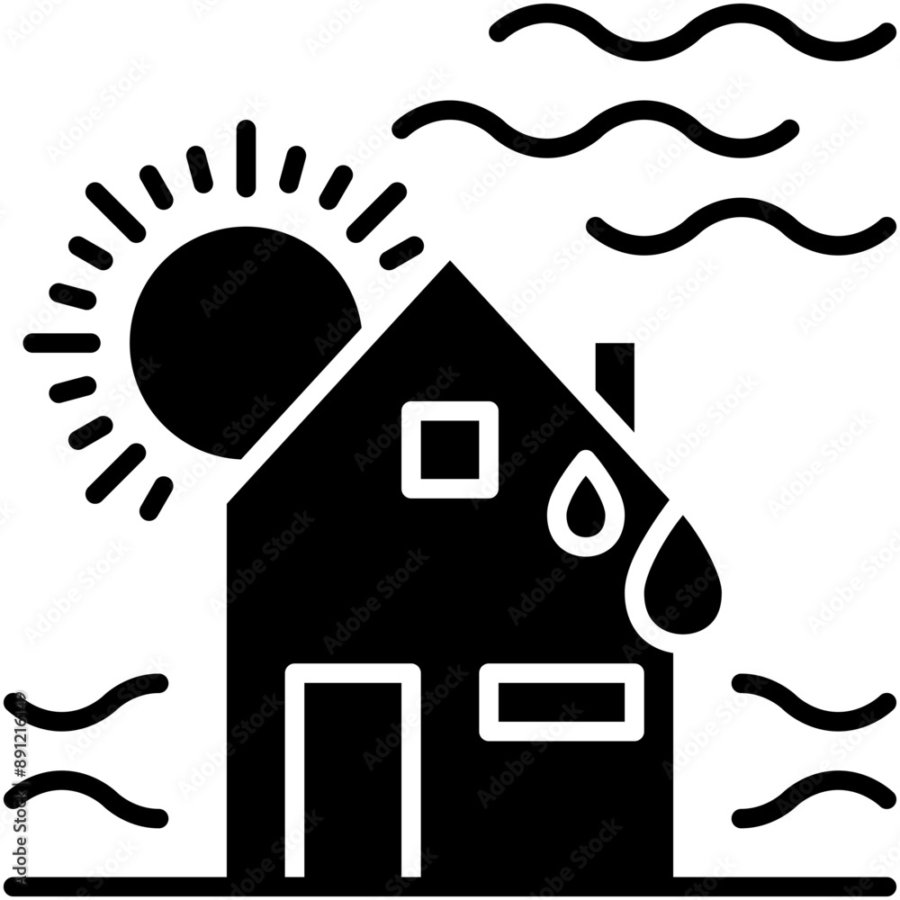 Heat Wave Icon. Extreme Hot Temperature Pictogram Graphic Illustration ...