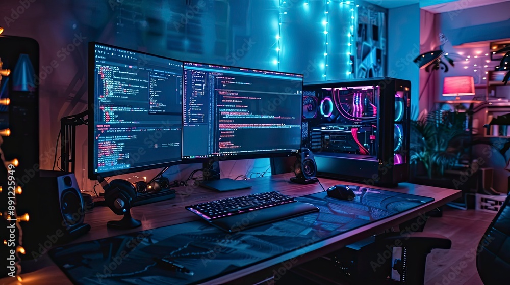 A time-lapse photo showing the progression of coding on a screen, from ...