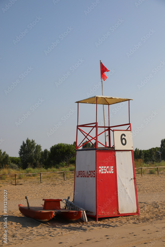 beach tower used by lifeguards to monitor swimmers and ensure their ...