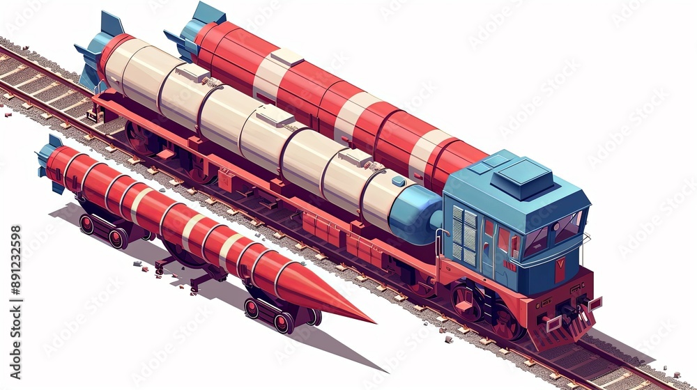Futuristic Isometric Railway Rolling Combat Missile System with ...