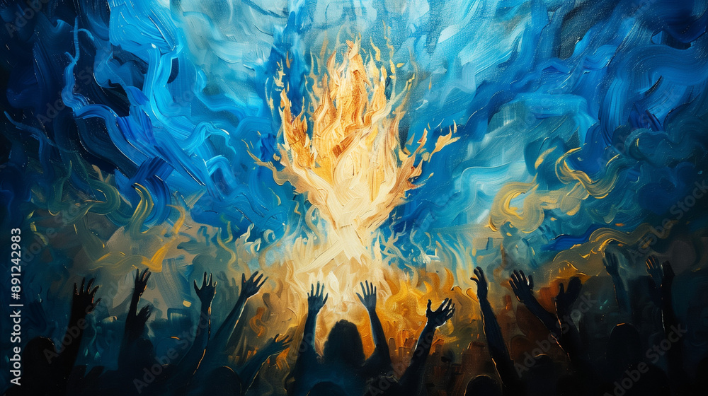 Abstract Illustration of the Holy Spirit as a Fiery Dove Descending ...
