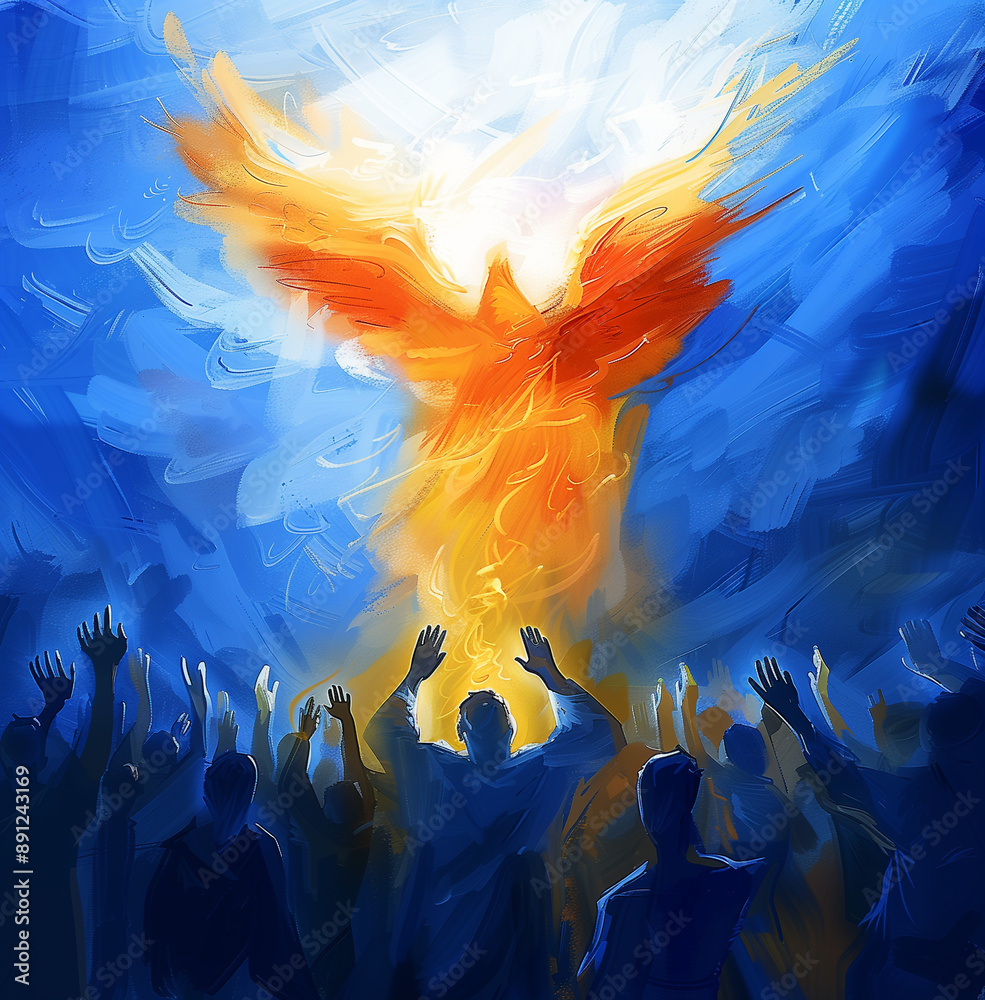 Abstract Illustration of the Holy Spirit as a Fiery Dove Descending ...