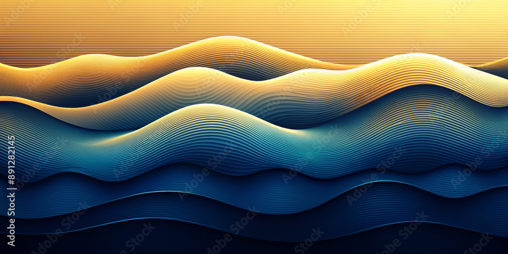 Rippling waves of gradient color blend from warm yellow tones at the ...