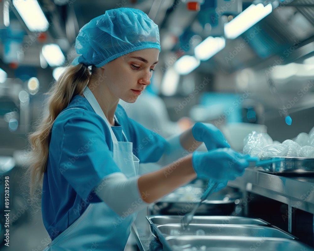 Professional Chef Maintaining Order and Cleanliness in a Commercial ...