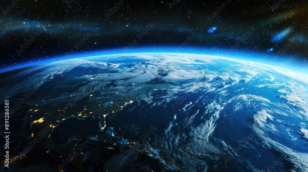 expansive view of the earth from space showcasing the ozone layer as ...