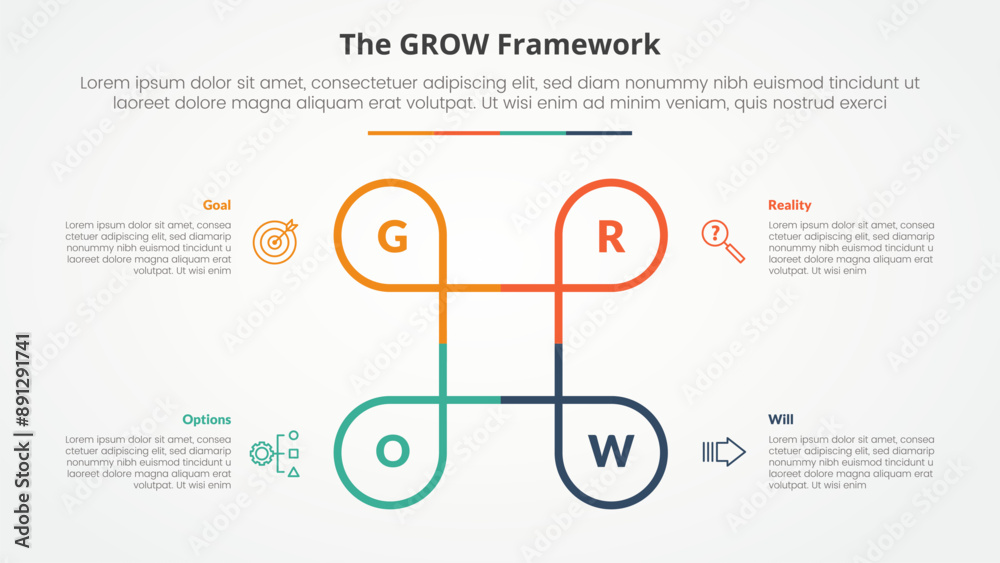 GROW model coaching infographic concept for slide presentation with ...