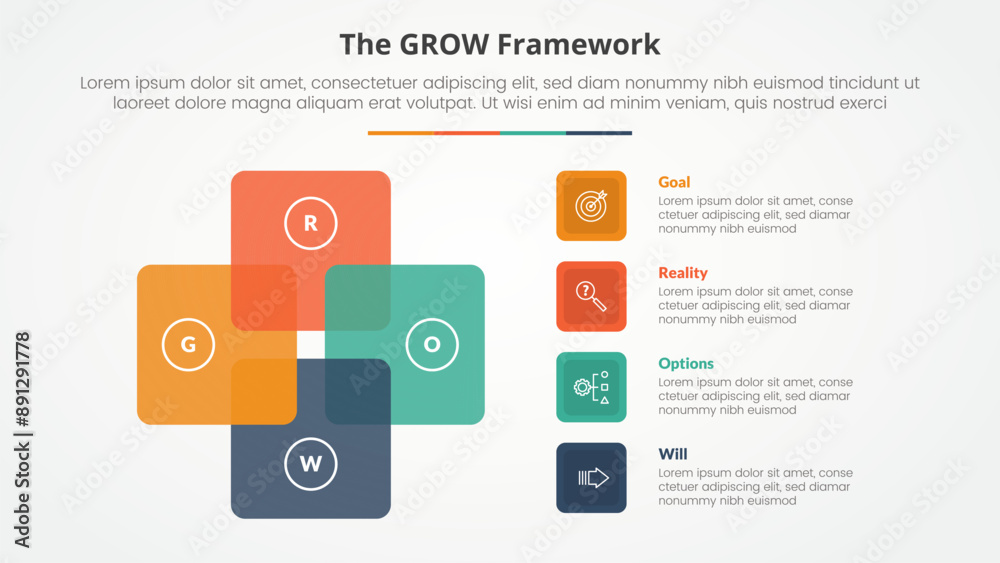 GROW model coaching infographic concept for slide presentation with ...