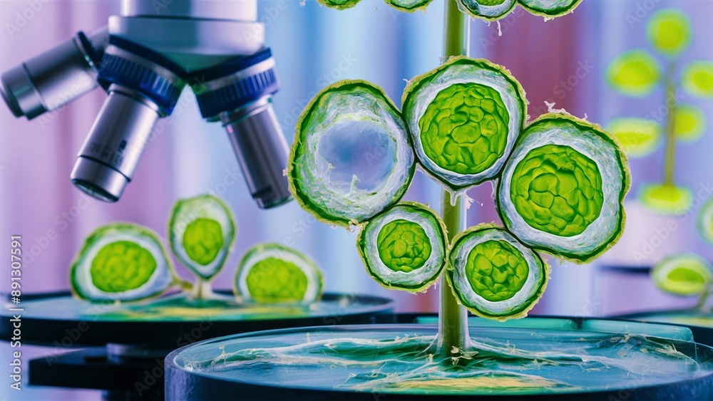 Microscopic View of GeneEdited Plant Cells in Growth Culture Stock ...