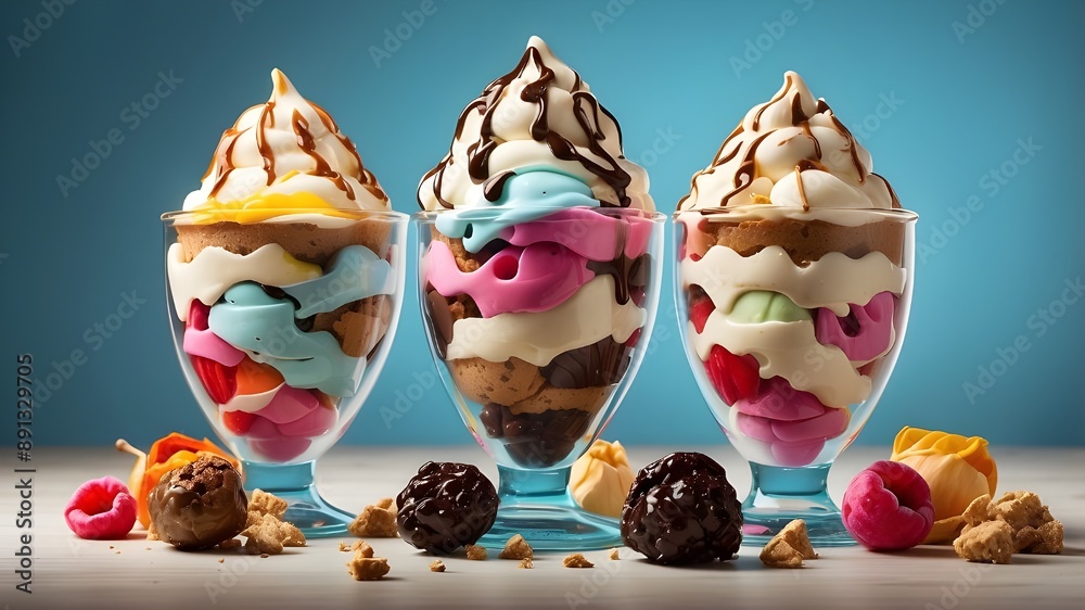 Sundae sundaes are frozen desserts made of ice cream and cut outs in ...