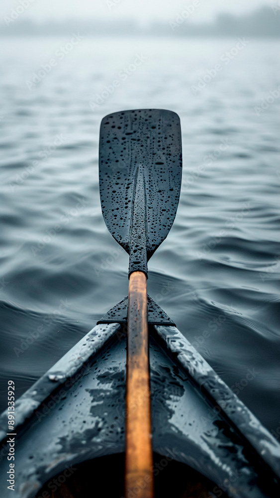Rowing Oar with Calm Water Background. Boating Gear, Peaceful Lake ...