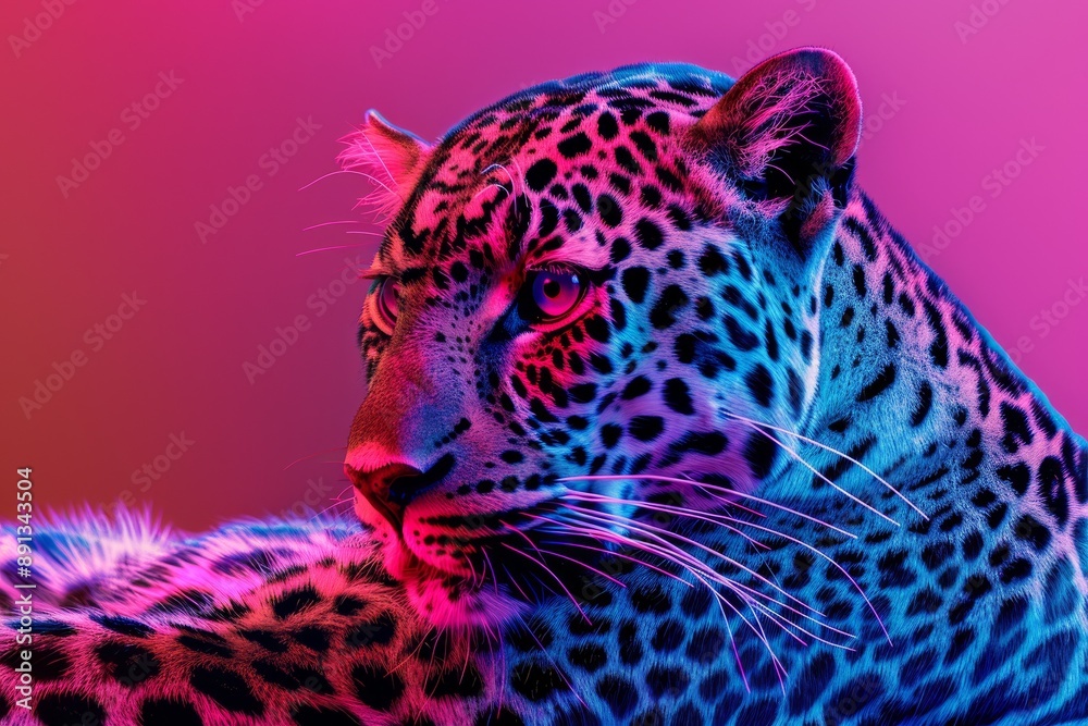 Cheetah. Abstract, neon, multi-colored portrait of a Cheetah on dark ...
