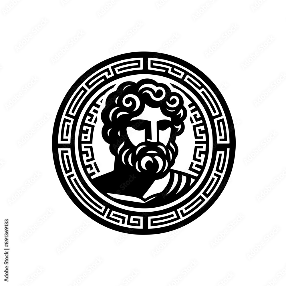 greek god of fire and blacksmithing Hephaestus illustration. black and ...