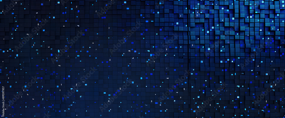 Dark background with blue pixel pattern. Vector illustration of ...