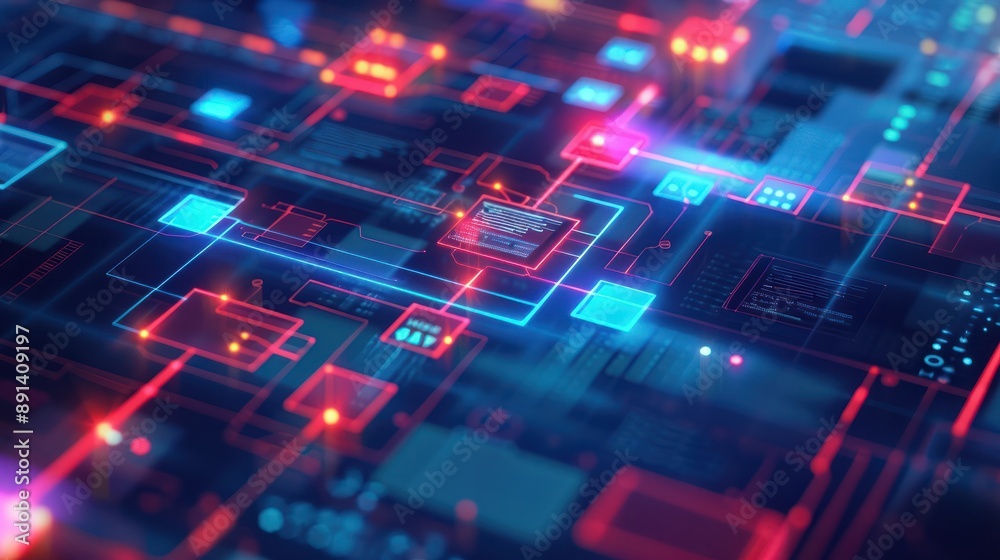 Business workflow process management concept. Workflow automation system with data diagram of ...