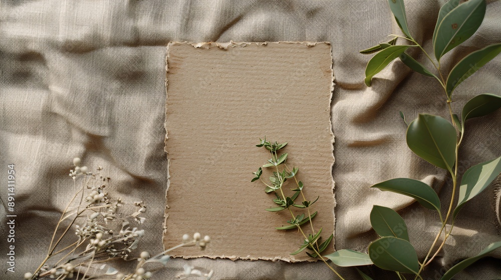 A rustic invitation card mock-up featuring a kraft paper background ...