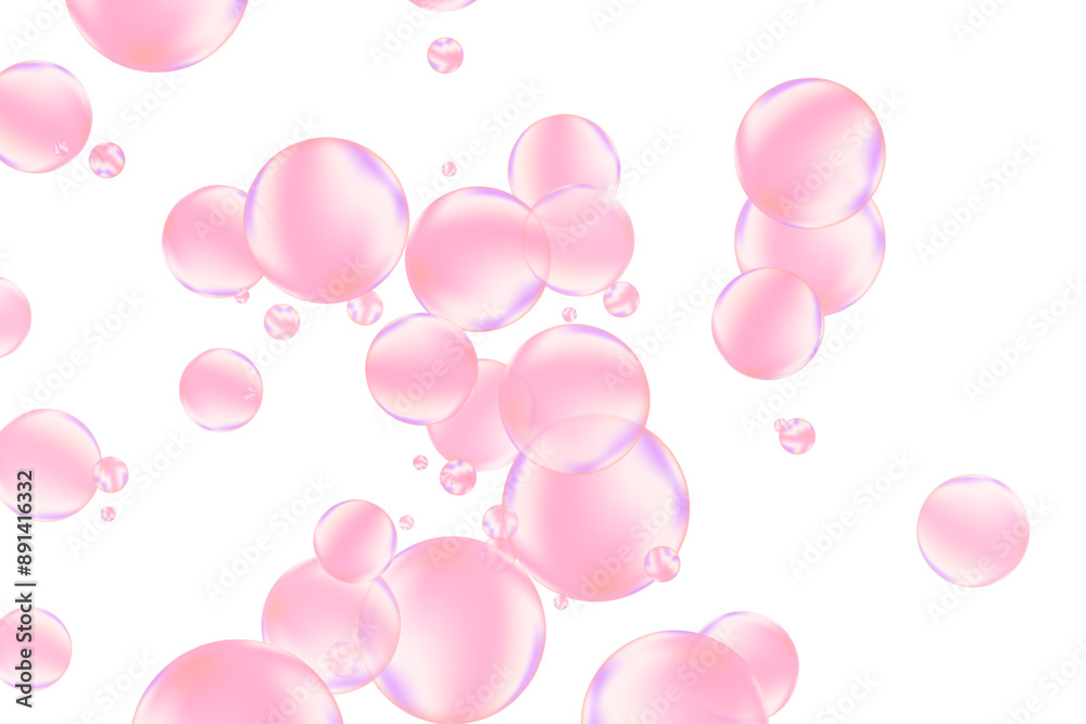 Glowing pink liquid particles bubbles pattern, fluid shiny droplets ...