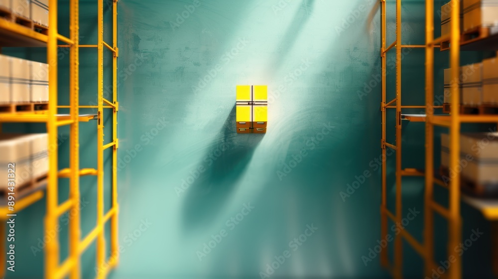 High-tech logistics hub with automated forklifts and conveyor belts ...