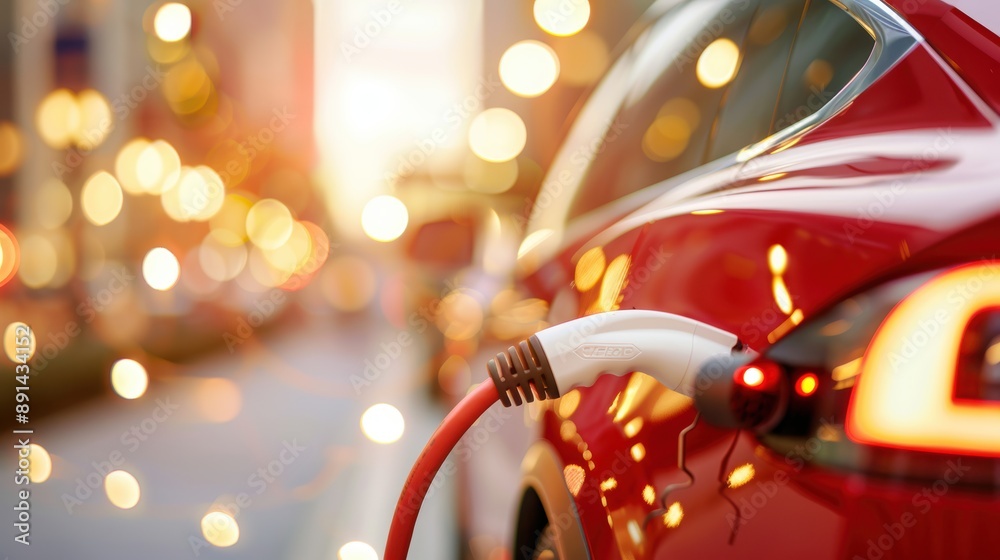 Engineers installing a network of electric vehicle charging stations ...
