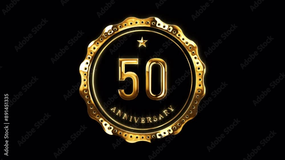 50th Anniversary Celebration. Golden 50 Years Anniversary Animation in ...