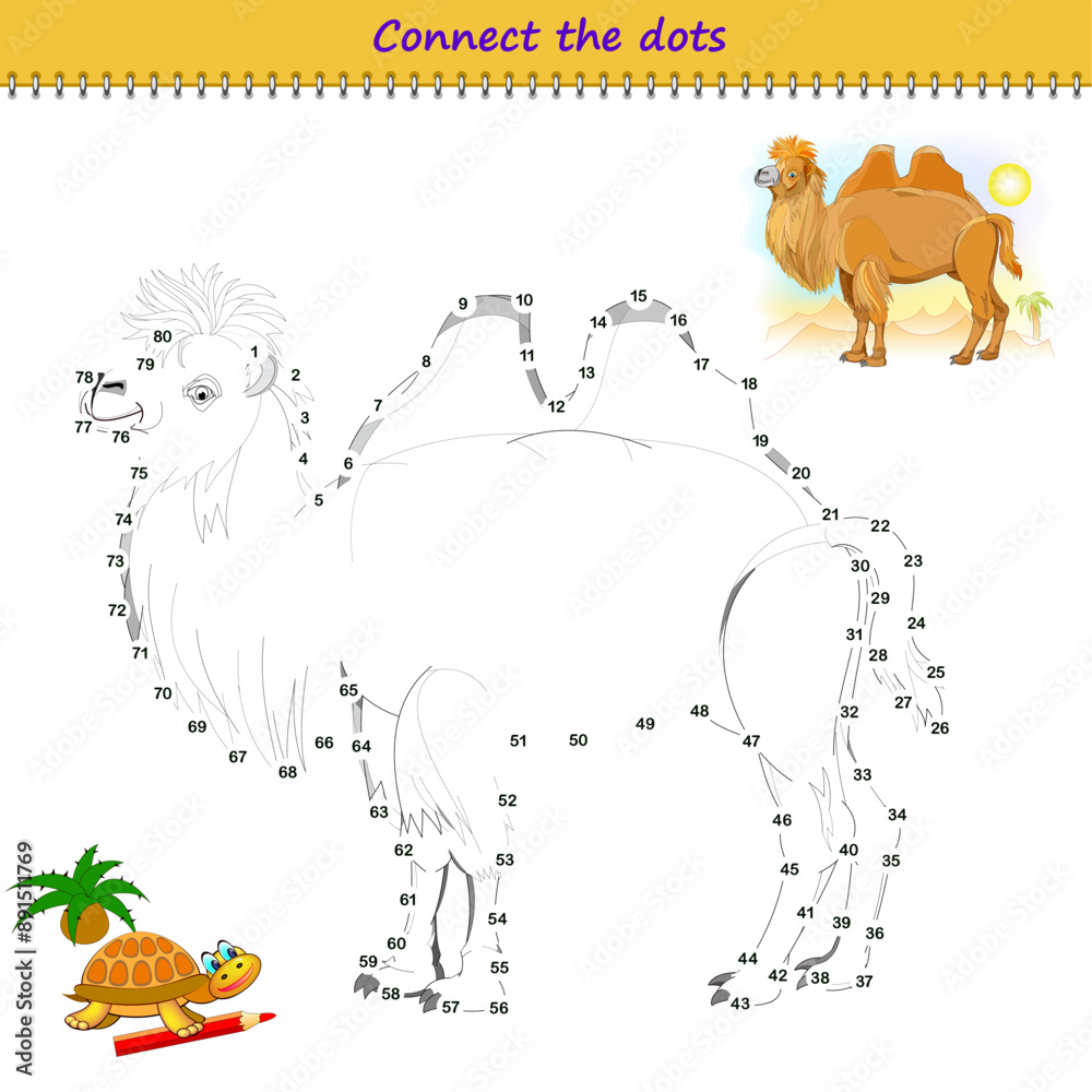 Connect the dots from 1 to 80 and draw the camel. Trace the line ...