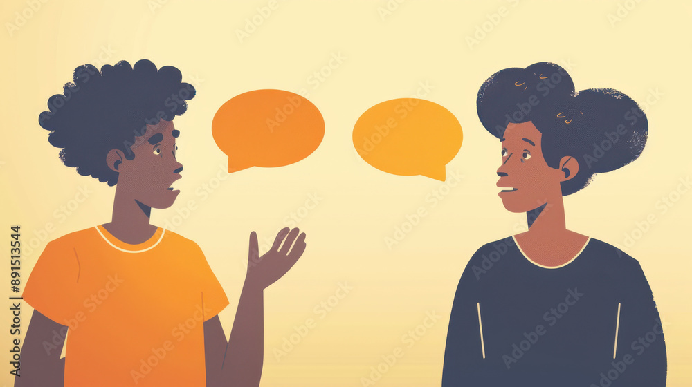 A cartoon illustration of two people discussing, one person explaining ...
