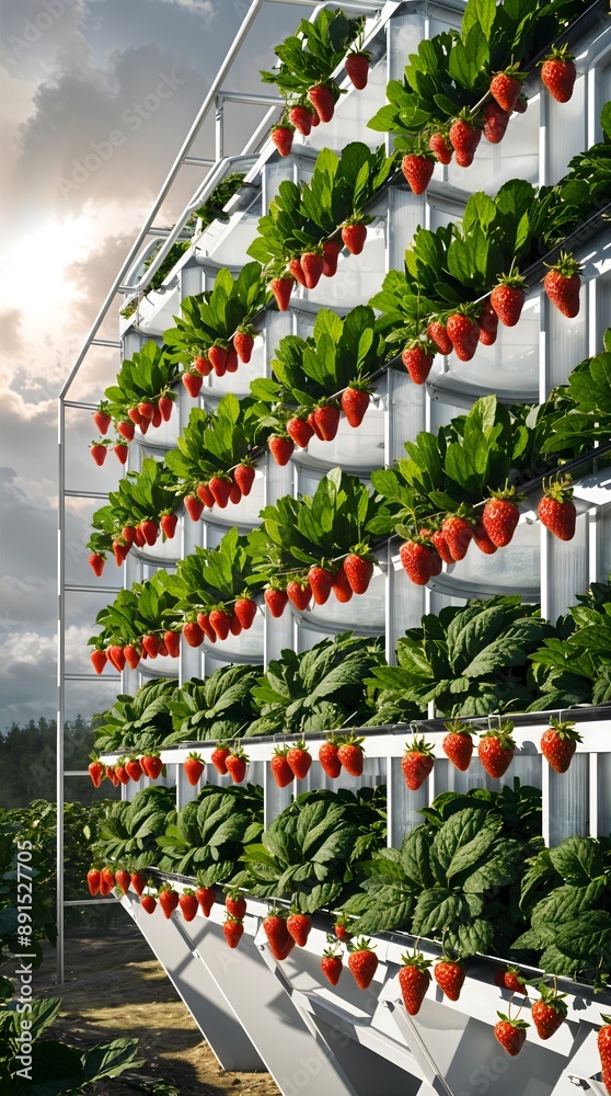 Vertical strawberry farming maximizes space efficiency by growing ...
