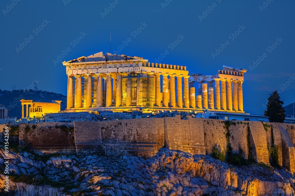 High-magnification view of the Acropolis of Athens, ancient Greek ...