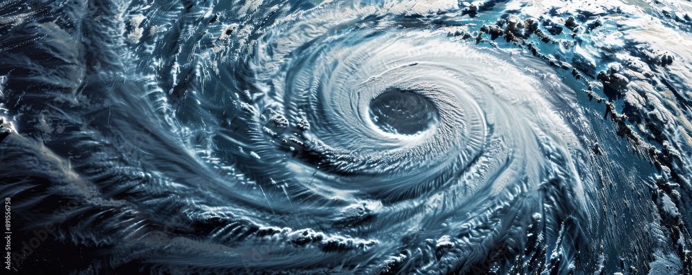 Aerial Perspective of a Powerful Cyclone, Digital Illustration, Blue ...