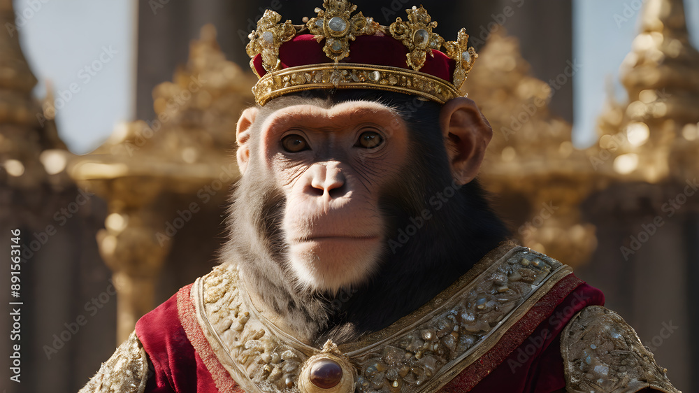 Noble monkey wearing a king's outfit and a crown. Generative AI Stock ...