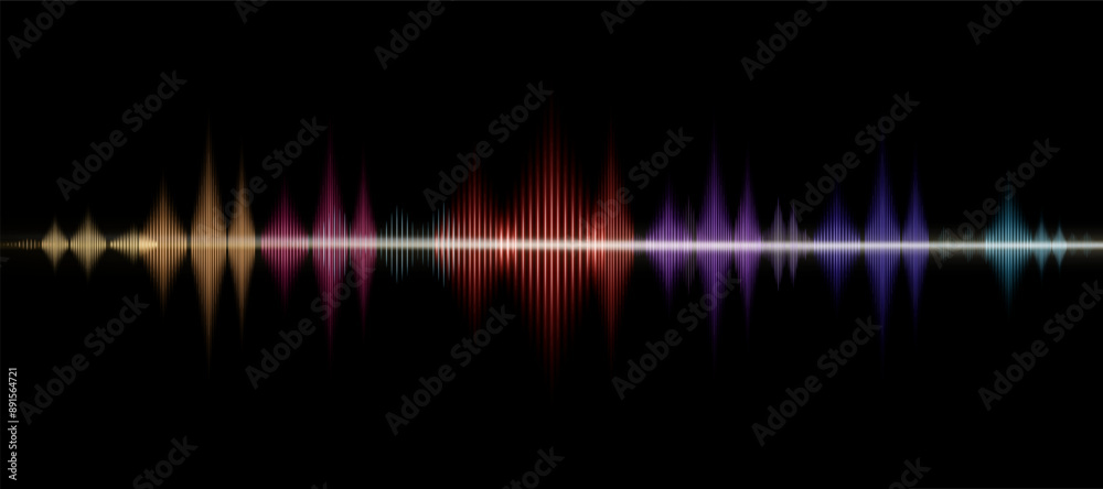 Digital Sound Wave in Neon light Design on black background,Vector ...