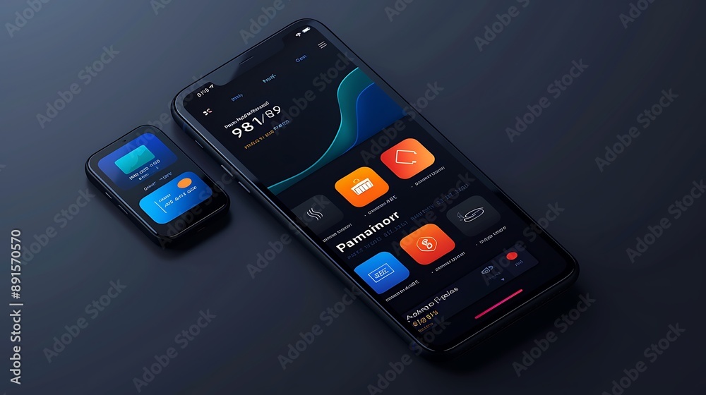 Vibrant and minimalistic digital wallet interface on a sleek smartphone ...