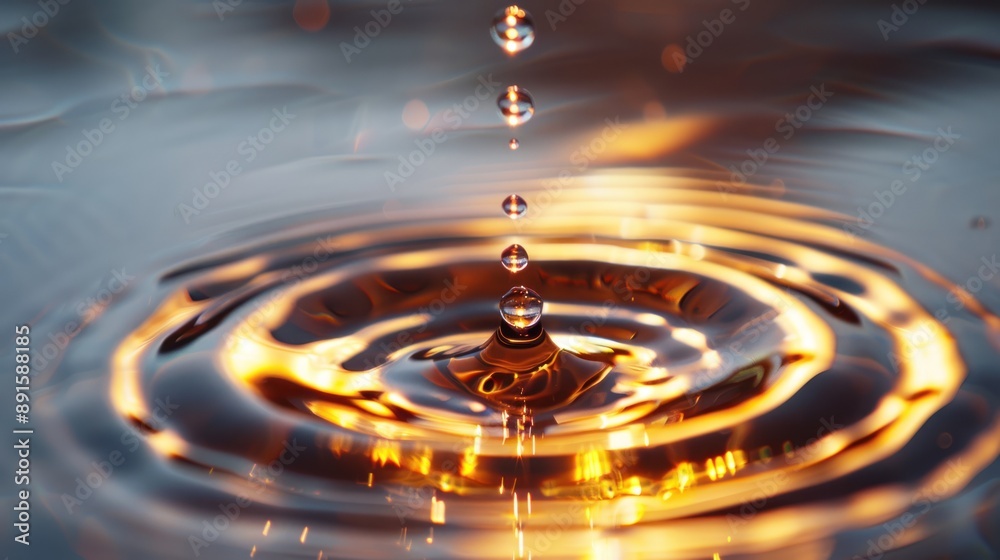 Water drop forming perfect circles as it lands on a still water surface ...