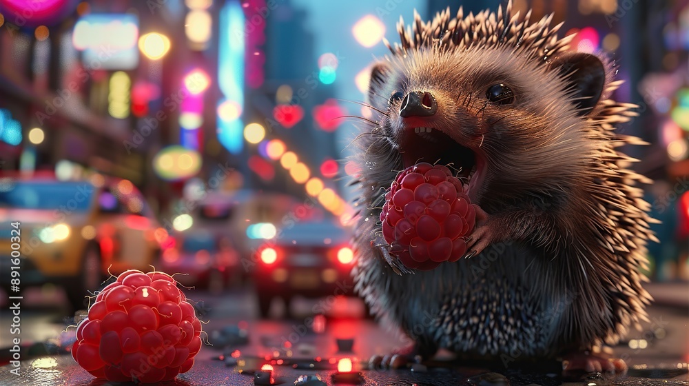 Foto de a shocked little cute hedgehog with his mouth open standing on ...
