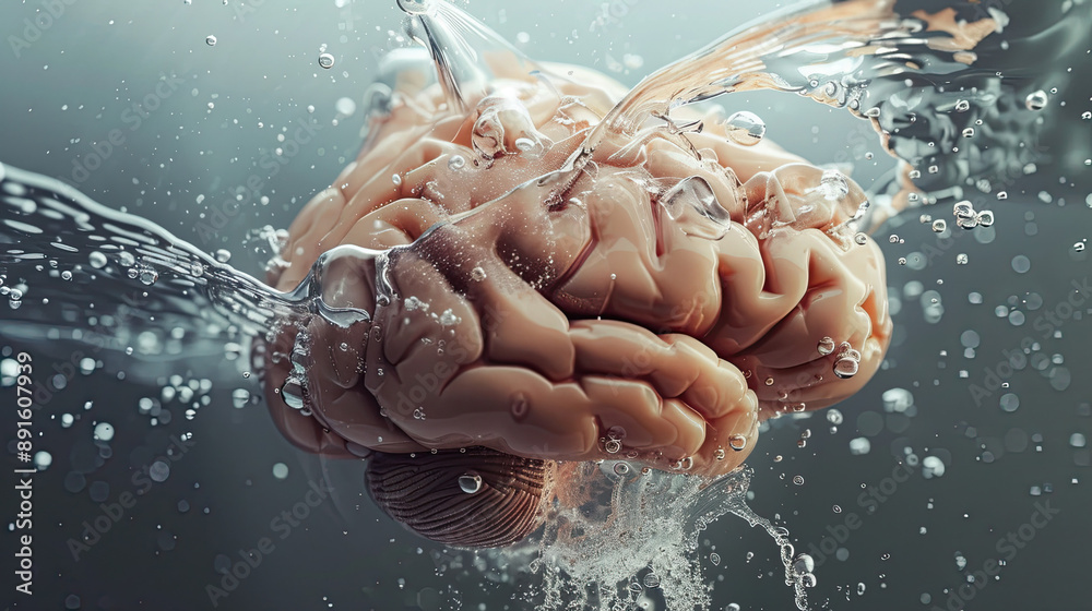 Human Brain Submerged in Water, Concept of Brainwashing, Mental ...